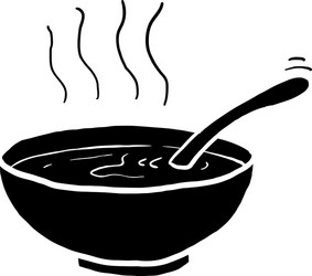 Bouillon silhouette icon outline bowl with spoon Vector Image