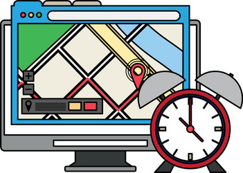 Computer screen technology hardware cartoon Vector Image