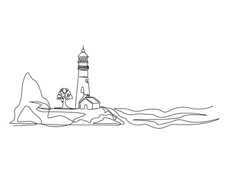 Continuous one line drawing of lighthouse tower Vector Image