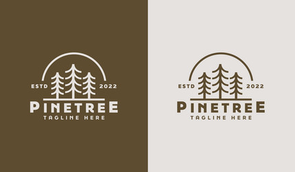 Pine tree monoline logo template universal Vector Image