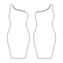 Template dress fashion women flat design outline Vector Image