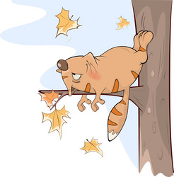 Cat on a tree cartoon Royalty Free Vector Image