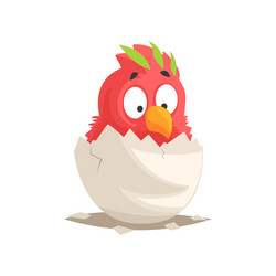 Funny bird baby hatching from egg Royalty Free Vector Image