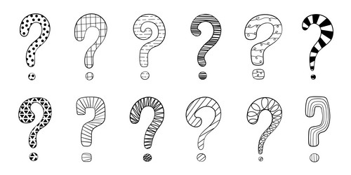 Question mark set hand drawn in simple style Vector Image