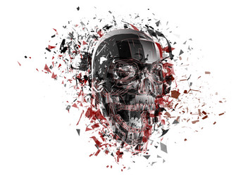 Exploded skull with splashes in all directions Vector Image