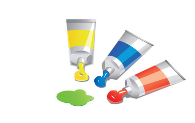 Tubes of paint six different colors Royalty Free Vector