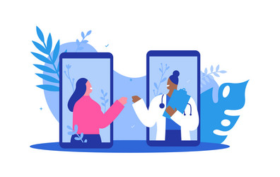 Patient talking to doctor at phone Royalty Free Vector Image