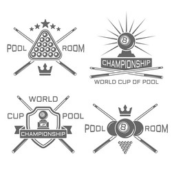 Billiard club pool room monochrome emblem Vector Image