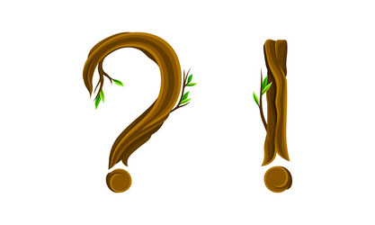 Pqr letters made of branches and leaves eco Vector Image