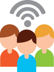 Teamwork people avatars with wifi signal Vector Image