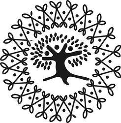 Tree handshake commitment teamwork together black Vector Image