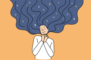 Young woman dreaming and visualizing of future Vector Image