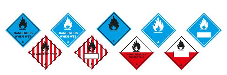 Hazard signs combustible materials if liquid Vector Image