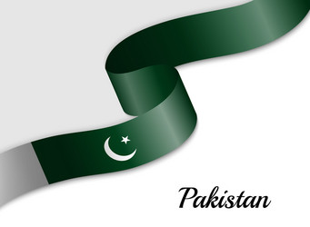 Pakistan ribbon flag background Royalty Free Vector Image