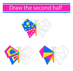 Draw the second half coloring book Royalty Free Vector Image