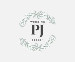Pj initials letter wedding monogram logos Vector Image