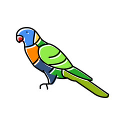 Rainbow lorikeet bird exotic line icon Royalty Free Vector