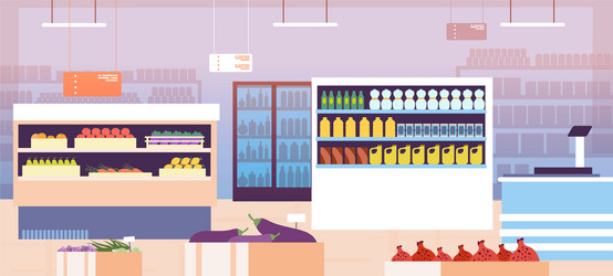 Supermarket background grocery store products Vector Image