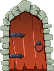 Cartoon dungeon door composition Royalty Free Vector Image