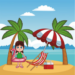 Kid and beach cute cartoons Royalty Free Vector Image