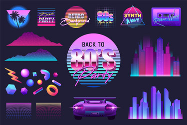 Vintage synthwave or retrowave styled party Vector Image