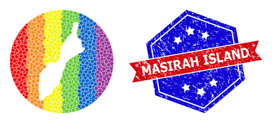 Dot spectrum map of tortuga island and grunge Vector Image