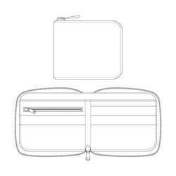 Template pouch wallet flat design outline Vector Image