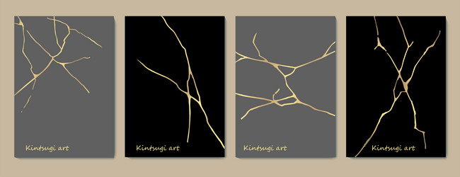 Kintsugi art style template a4 design poster Vector Image