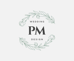 Pm initials letter wedding monogram logos Vector Image