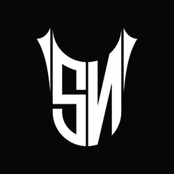 Ns logo monogram shield sharp half round shape Vector Image