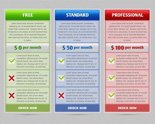 Subscription plan templates Royalty Free Vector Image