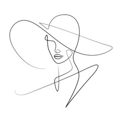 Beautiful female face line art drawing Royalty Free Vector