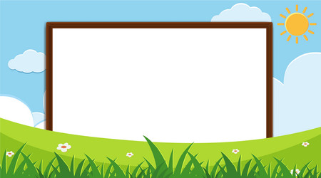 Border template with green grass in background Vector Image