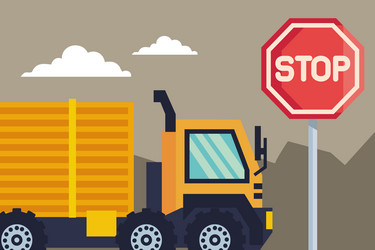 Construction stop signal and barricade Royalty Free Vector