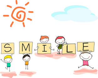 Happy kids hand drawing cartoon character Vector Image