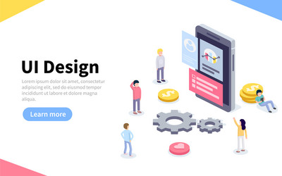 Ux ui design concept people creating building Vector Image