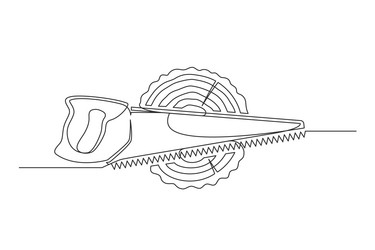 Hand saw doodle wood cutting tool drawing Vector Image