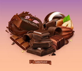 Realistic chocolate bar splash candy Royalty Free Vector