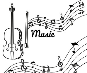 Violin and drum with quaver beam notes Royalty Free Vector