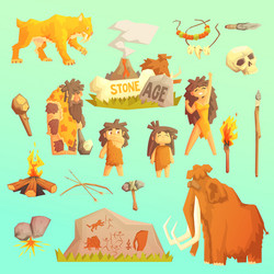 Life stone age primitive man ice Royalty Free Vector Image