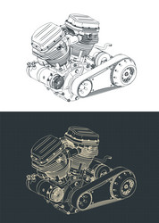 Motorcycle engine blueprints Royalty Free Vector Image