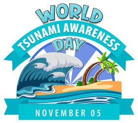 World tsunami awareness day logo design Royalty Free Vector