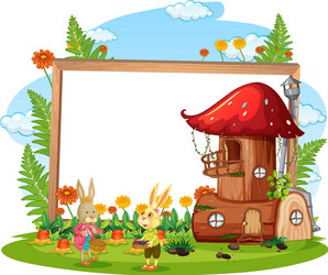 Board template with cute rabbit on white Vector Image