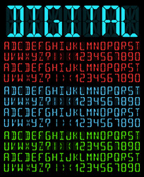 Digital font alarm clock letters and numbers Vector Image