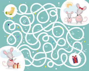 Mouse and cheese maze game for kids education Vector Image