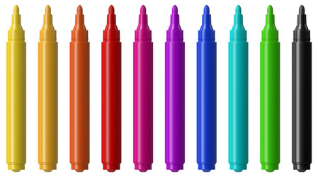 Colorful marker pens set realistic Royalty Free Vector Image