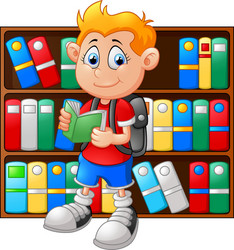 A boy at library Royalty Free Vector Image - VectorStock