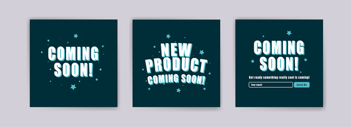 Coming soon banners template for posters Vector Image