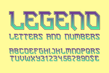 Legend alphabet with numbers and currency signs Vector Image