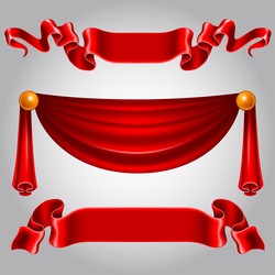 Red curtain 3d realistic set Royalty Free Vector Image